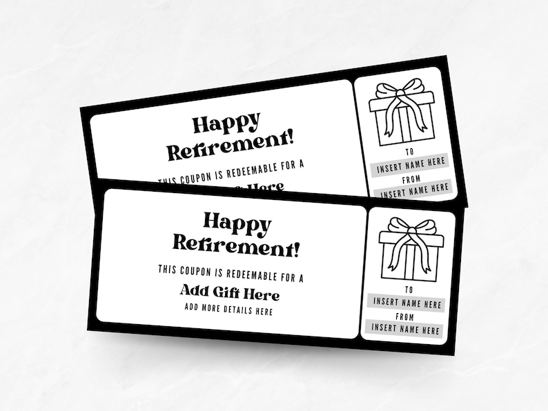 Editable Retirement Gift Certificate Template, Custom Happy Retirement ...