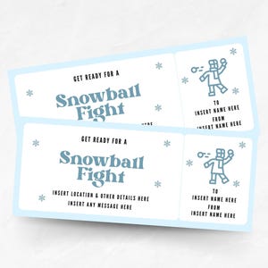 Editable Snowball Fight Ticket Template, Custom Snowball Fight Coupon ...