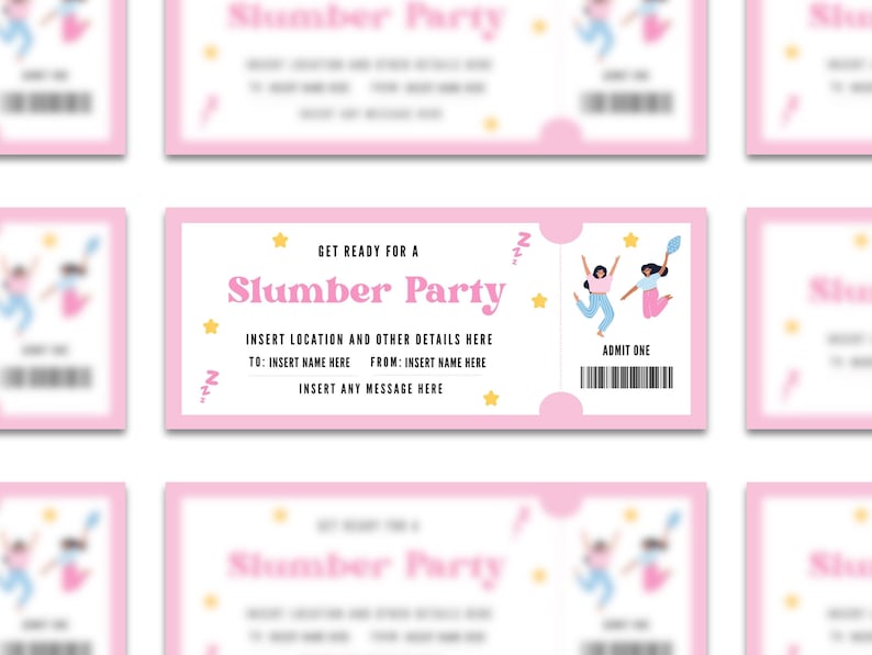 Editable Slumber Party Coupon Template, Custom Sleepover Invitation ...