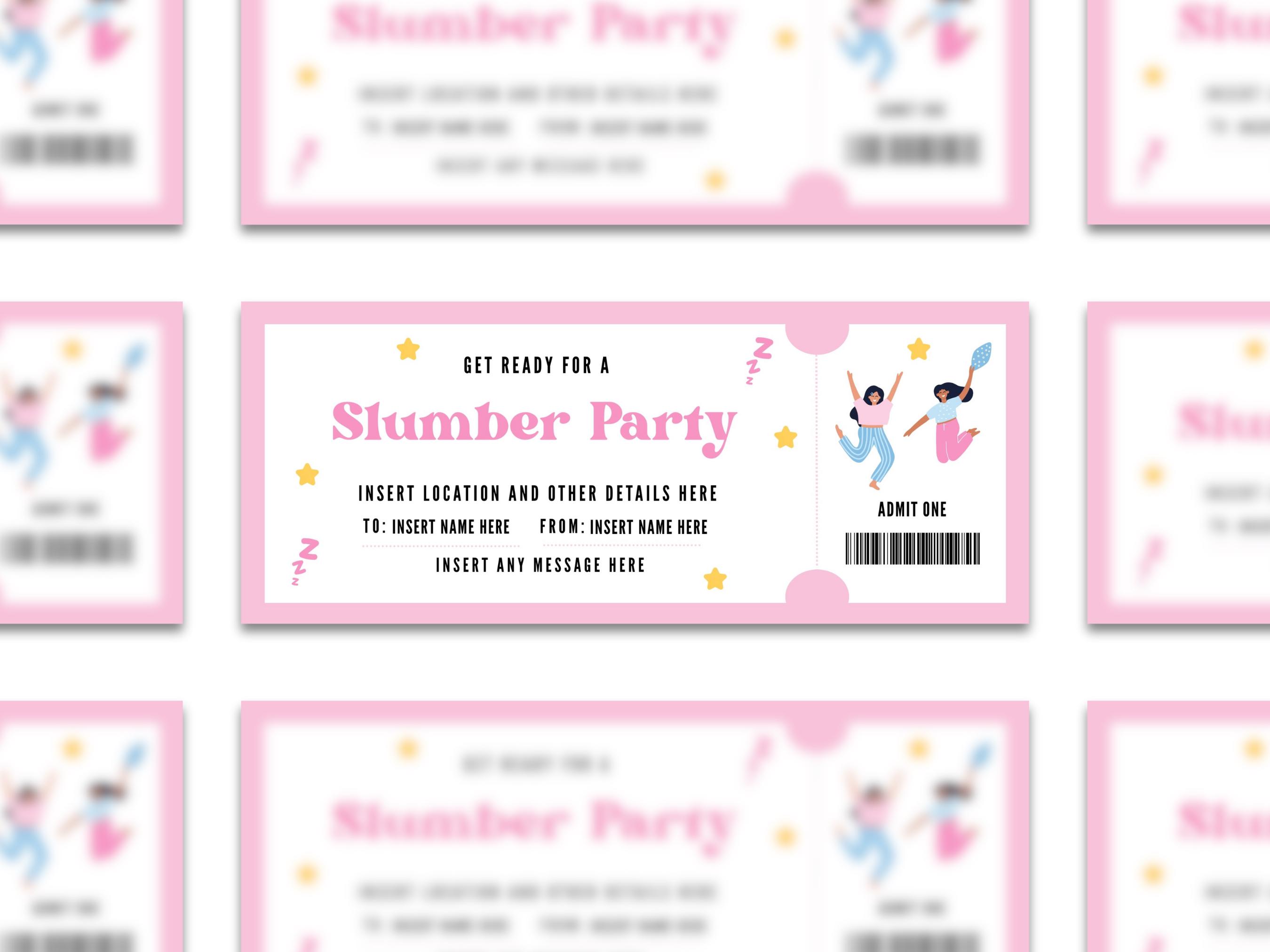 Editable Slumber Party Coupon Template, Custom Sleepover Invitation ...