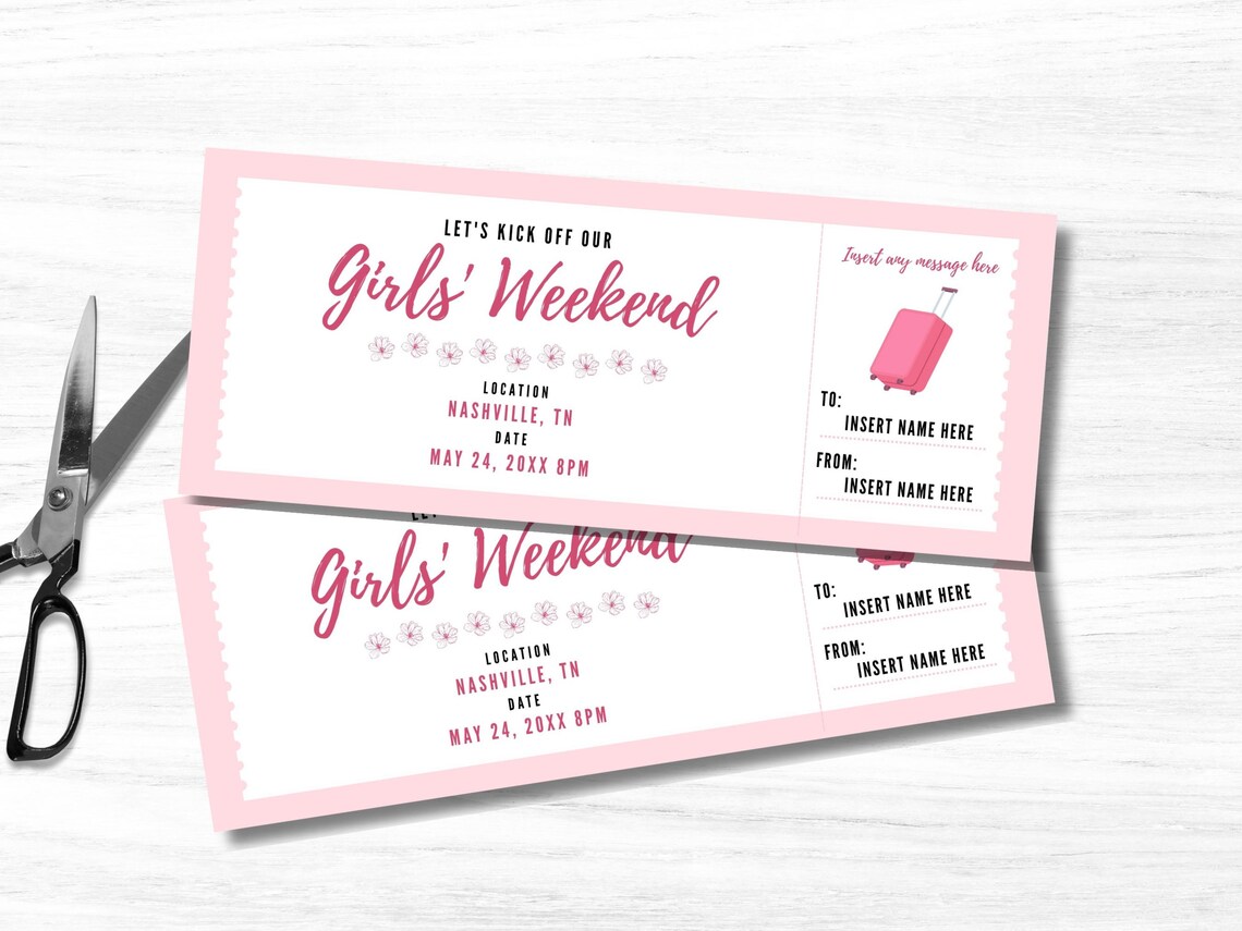 Editable Girls Trip Coupon, Girls Weekend Away Voucher, Printable Girls ...
