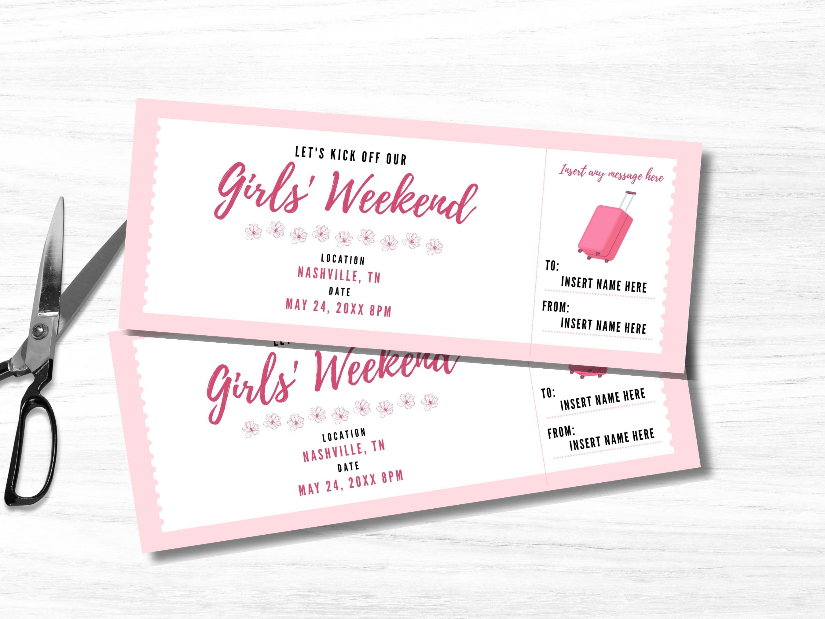 Editable Girls Trip Coupon, Girls Weekend Away Voucher, Printable Girls ...