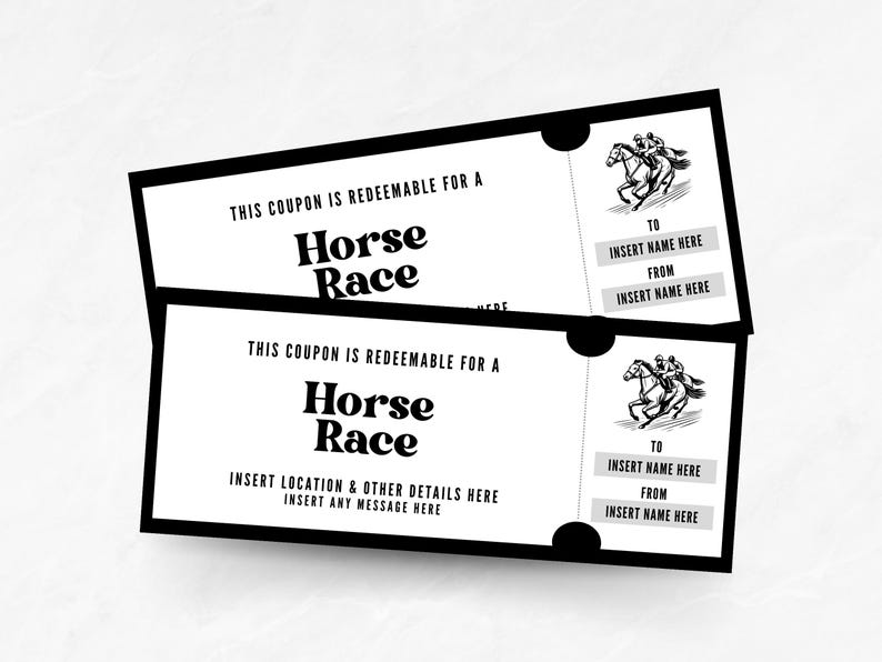 Editable Horse Race Ticket Template, Printable Horseback Riding Show ...