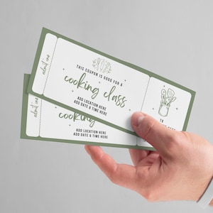 Printable Cooking Class Coupon Template, Editable Cooking Class Ticket ...