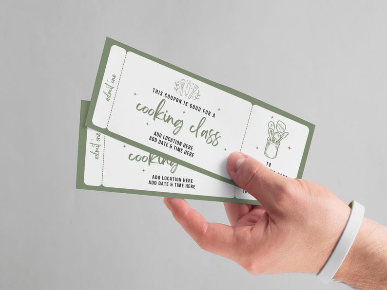 Printable Cooking Class Coupon Template, Editable Cooking Class Ticket ...