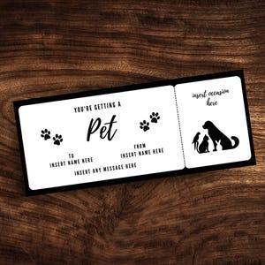 Editable New Pet Coupon Template, Custom New Animal Ticket Template ...