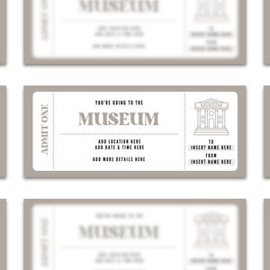 Custom Museum Ticket Template, Printable Museum Gallery Coupon ...