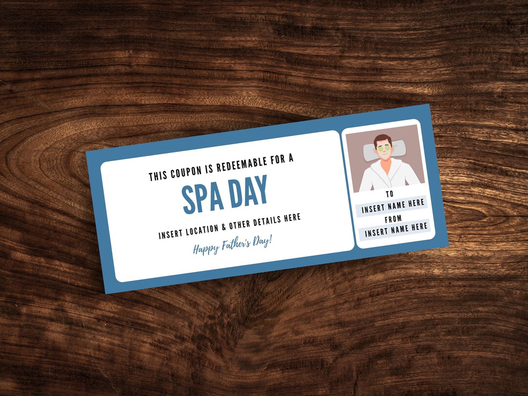 Editable Spa Day Coupon, Printable Spa Ticket Voucher, Custom Spa Day ...