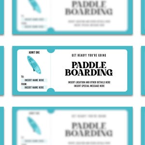 Editable Paddle Boarding Coupon, Custom Paddle Board Tour Ticket ...