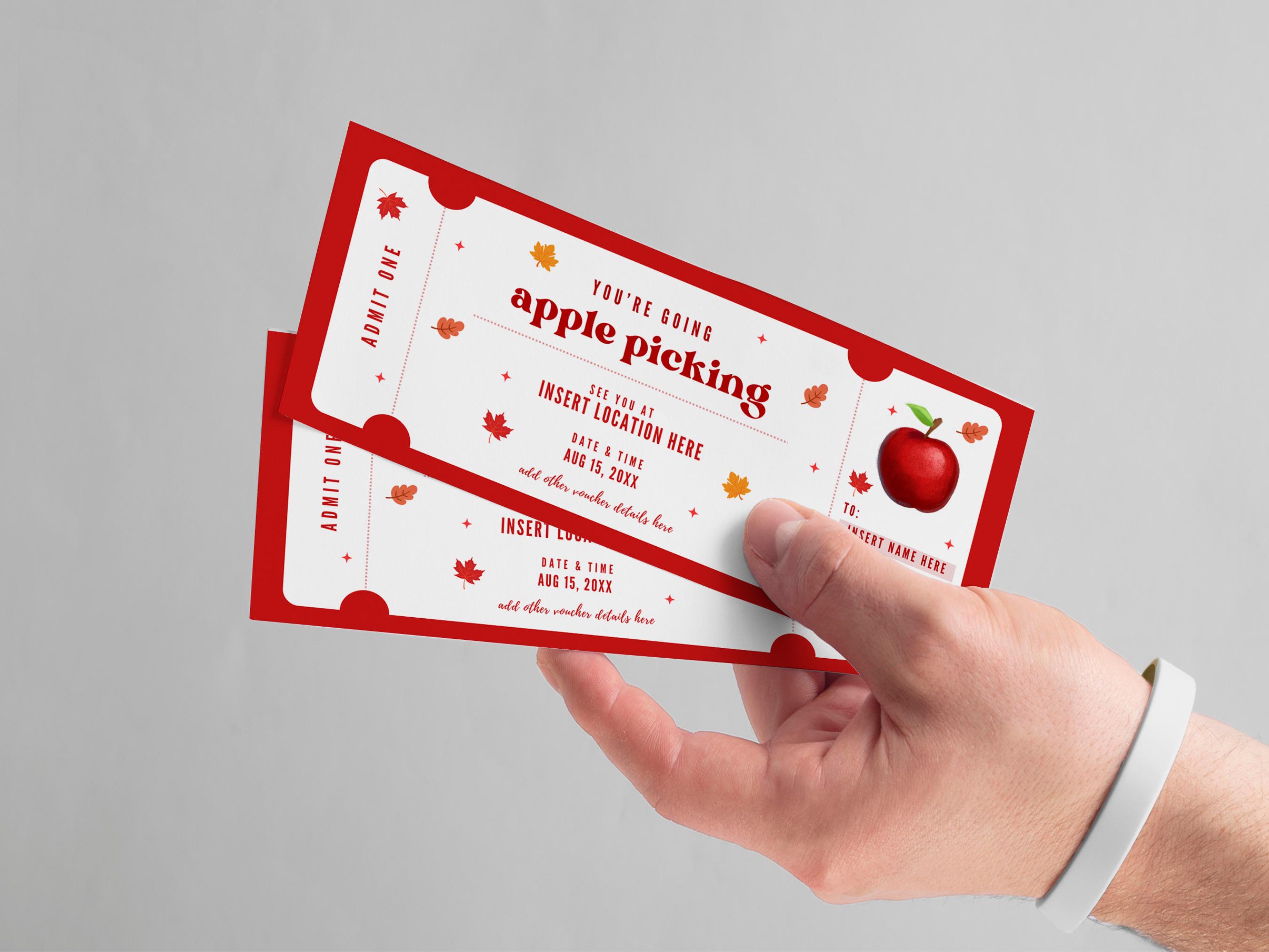 Editable Apple Picking Coupon, Custom Apple Orchard Ticket Template ...