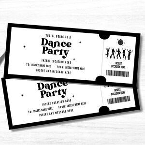 Editable Dance Party Ticket Template, Custom Dance Party Coupon ...