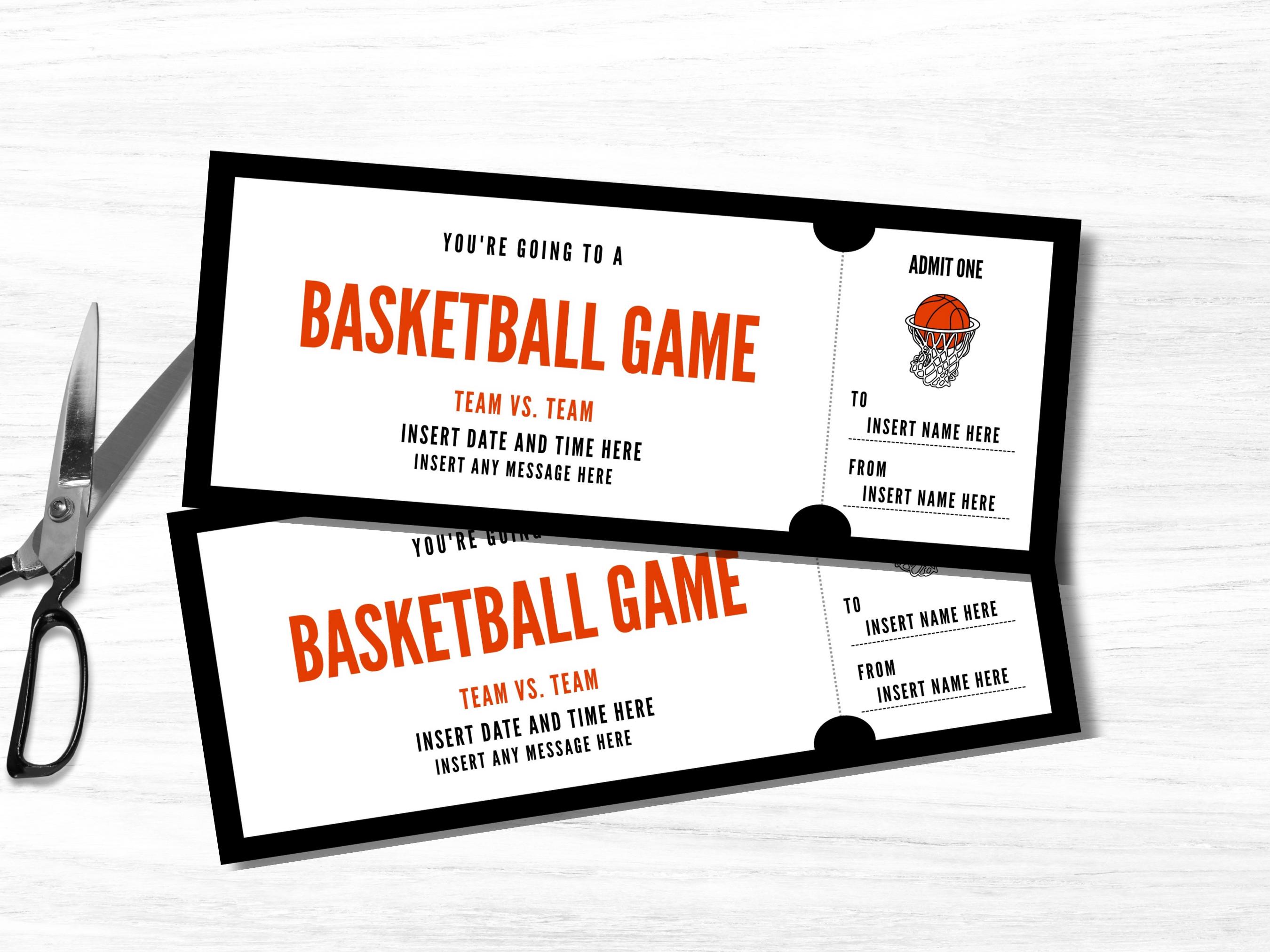Editable Basketball Game Ticket Template, Printable Basketball Ticket ...