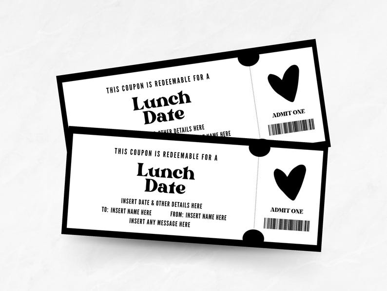 Custom Lunch Date Coupon, Printable Surprise Lunch Date Voucher ...