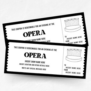 Custom Opera Ticket Template, Printable Opera Show Ticket Coupon ...