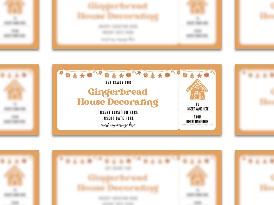 Editable Gingerbread House Decorating Ticket Template, Custom ...