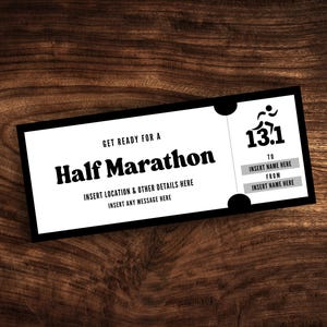 Editable Half-marathon Ticket Template, Custom 1/2 Marathon Race Coupon ...