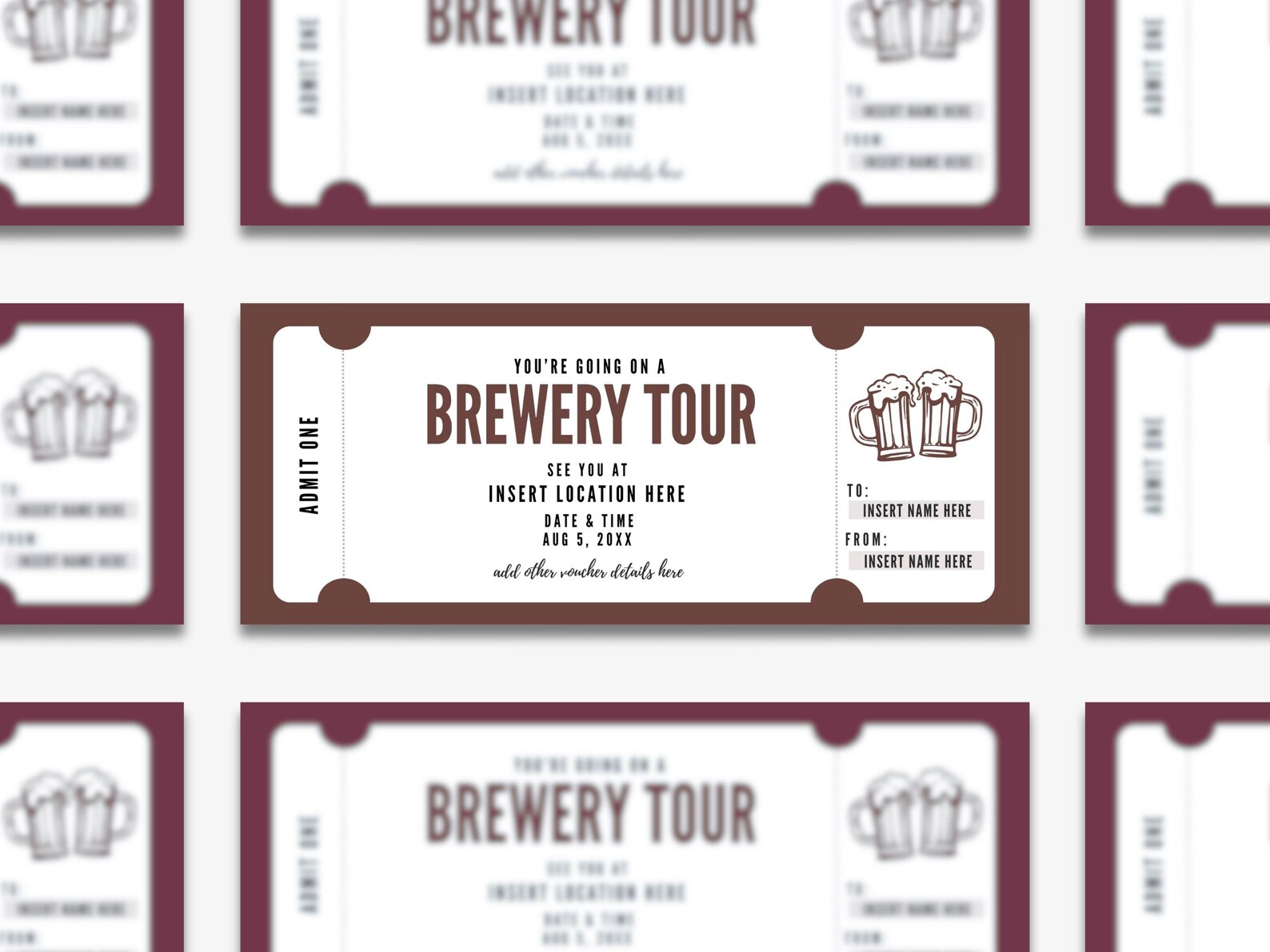 Printable Brewery Tour Coupon Template, Editable Brewery Ticket ...