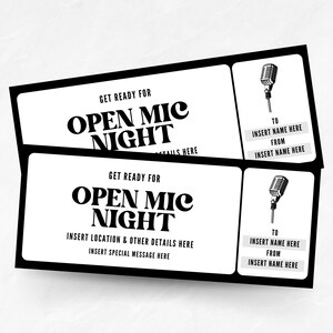Custom Open Mic Night Ticket Template, Printable Open Mic Event Coupon ...