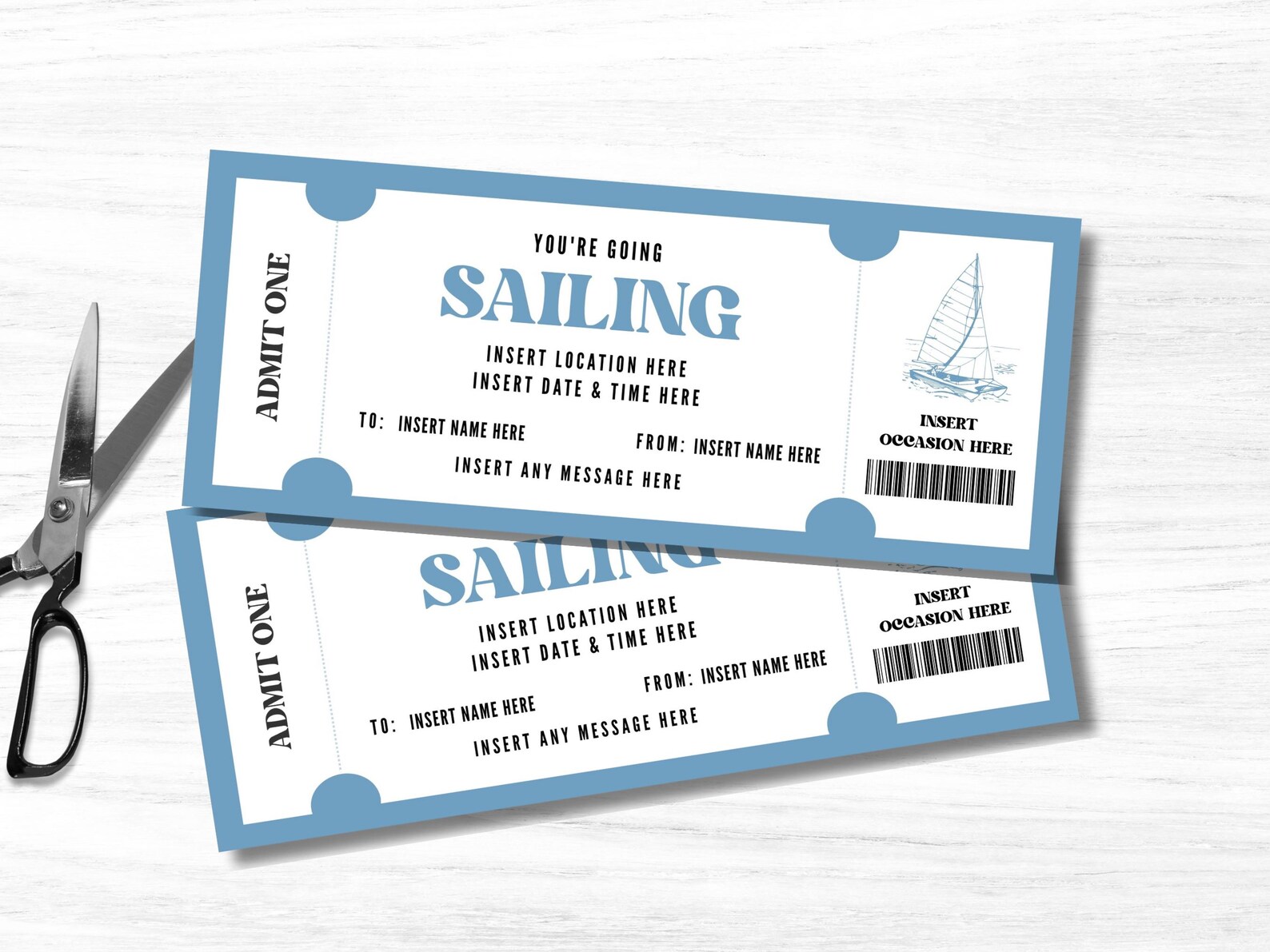 Editable Sailing Trip Ticket, Printable Sail Boat Boarding Pass Coupon ...