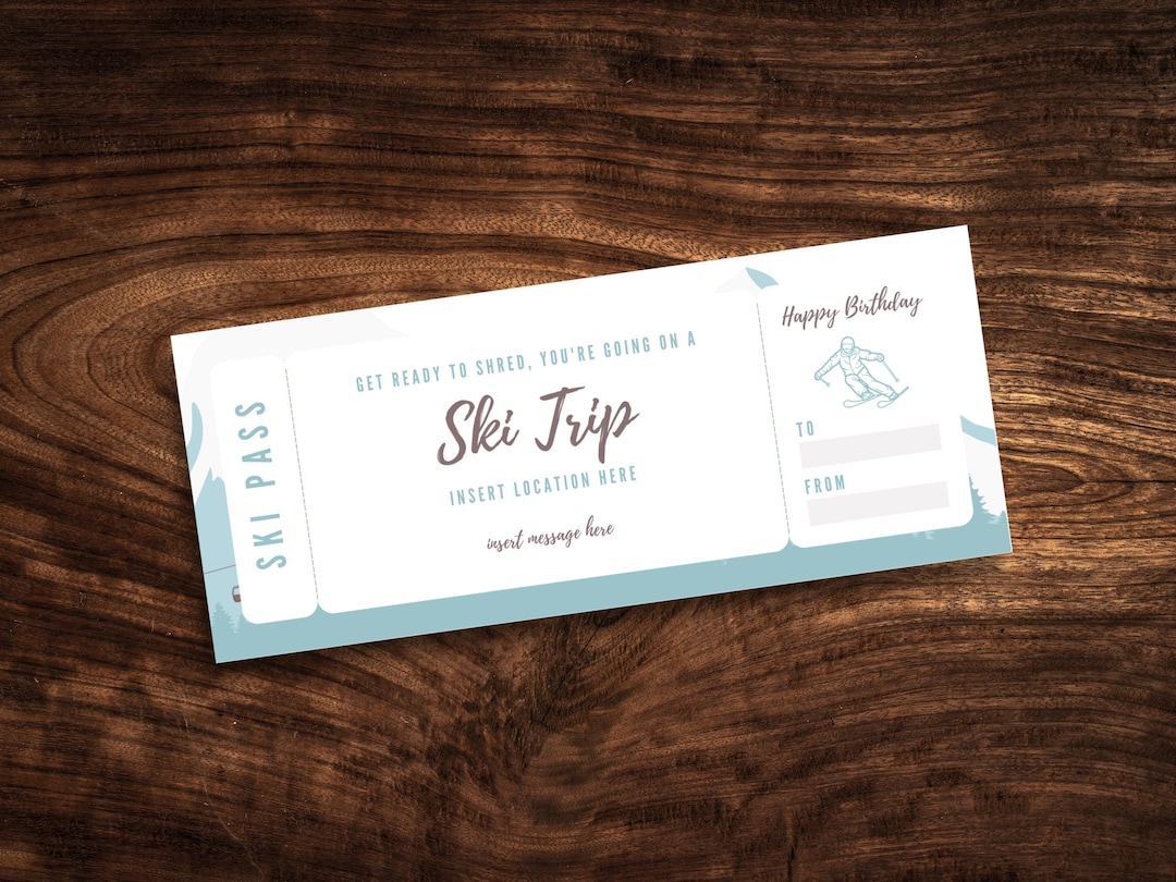 Editable Ski Lift Ticket Template, Custom Ski Trip Coupon, Personalized ...