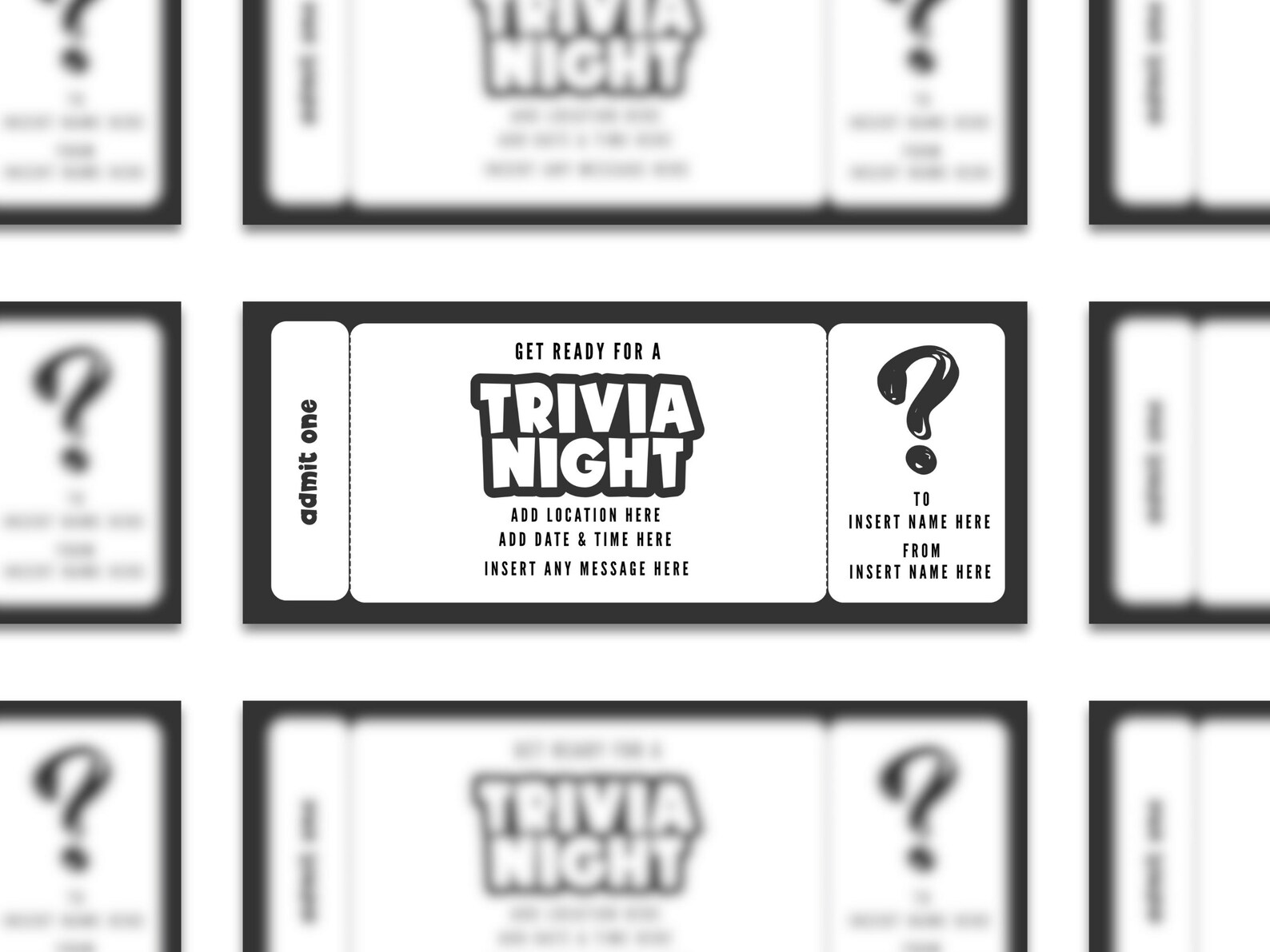 Editable Trivia Night Coupon, Custom Bar Trivia Ticket Template ...