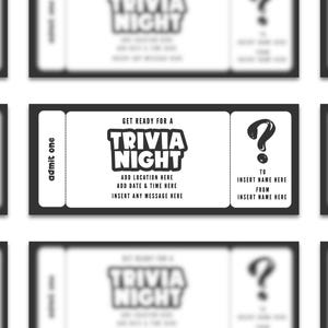 Editable Trivia Night Coupon, Custom Bar Trivia Ticket Template ...