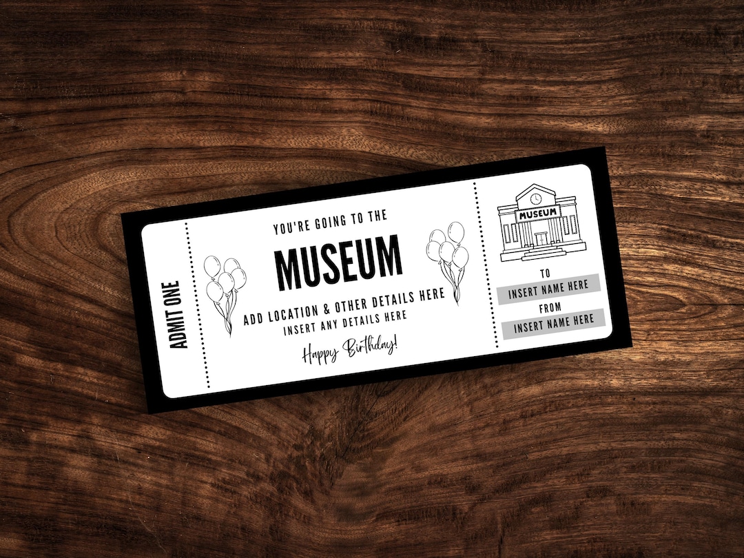 Custom Museum Ticket Template, Printable Museum Gallery Coupon ...