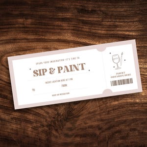 Printable Sip and Paint Party Coupon Template, Editable Wine and Paint ...