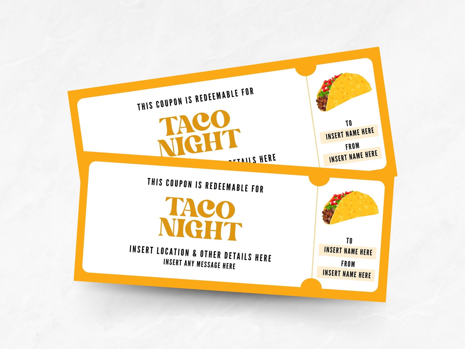 Editable Taco Night Coupon, Printable Taco Tuesday Invitation Template ...