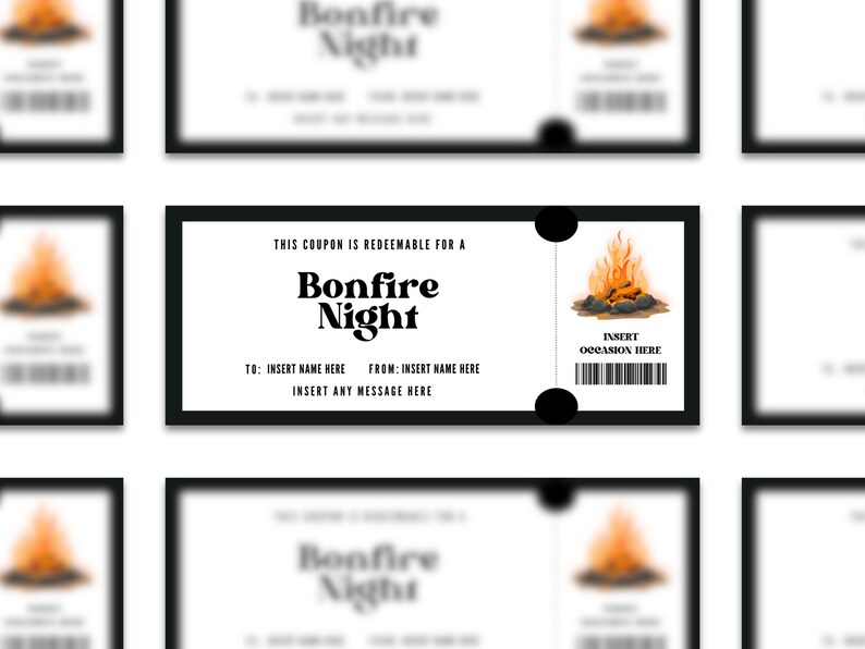Editable Bonfire Night Coupon, Custom Bonfire Invitation, Digital ...