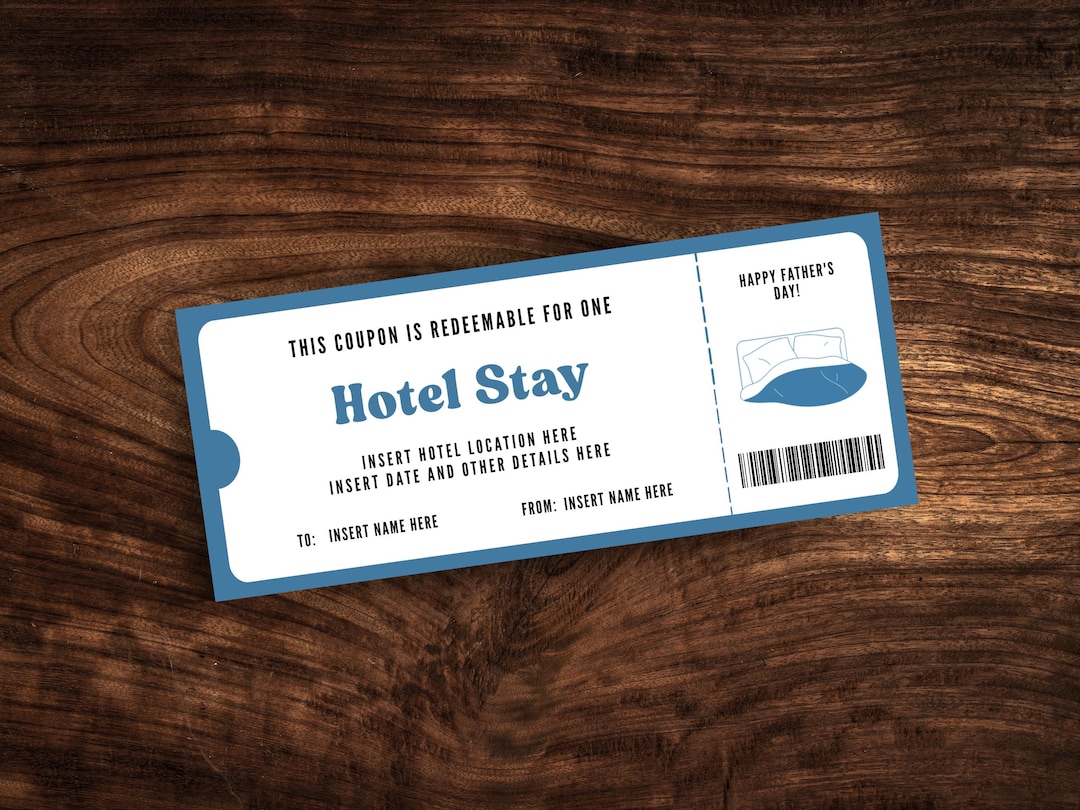 Editable Hotel Stay Coupon Template, Custom Surprise Hotel Father's Day ...