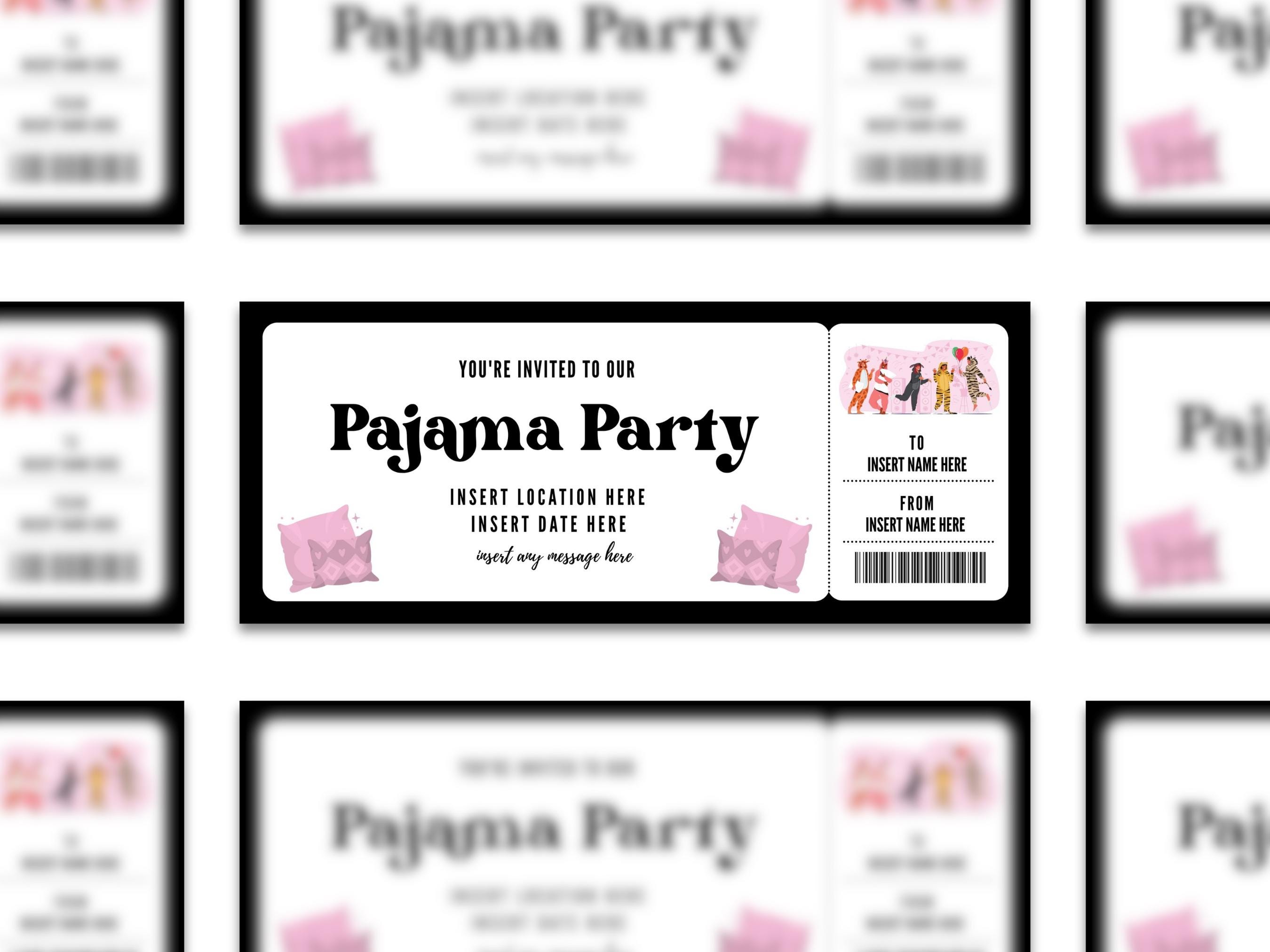 Editable Pajama Party Coupon Template, Custom PJ Party Sleepover ...