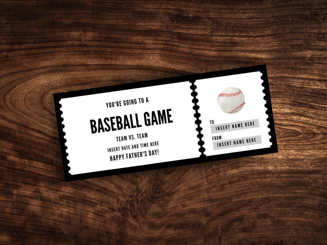 Editable Baseball Game Ticket Template, Printable Baseball Ticket, Surprise Sports Event Father ...