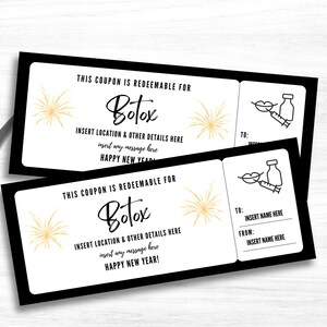 Editable Botox Coupon Template, Custom Botox New Year's Gift ...