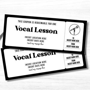 Editable Vocal Lesson Coupon, Custom Singing Class Ticket Template ...