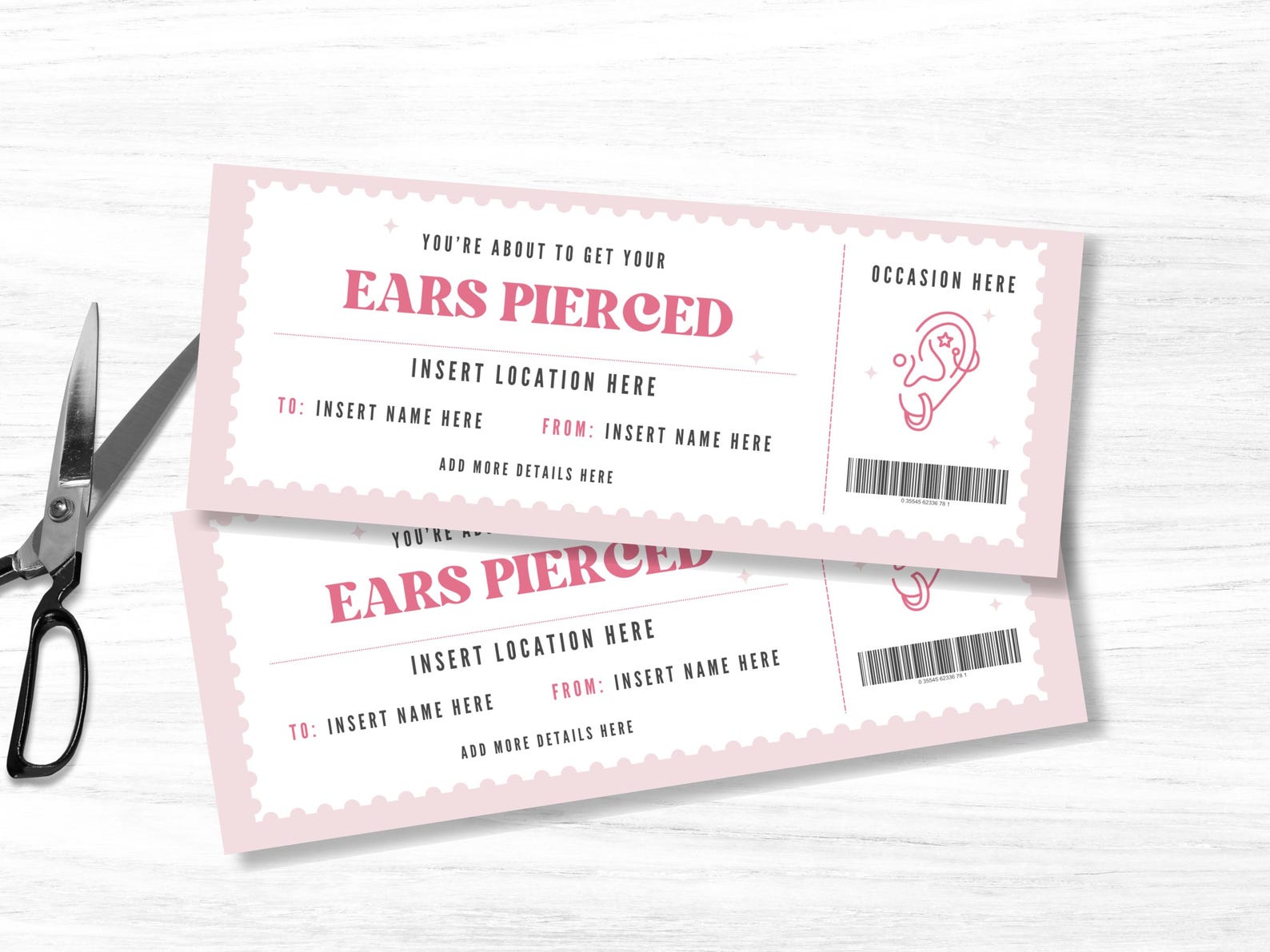 Editable Ear Piercing Coupon Template, Custom Ears Pierced Gift ...