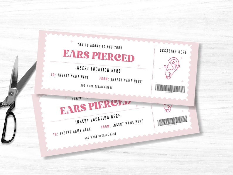 Editable Ear Piercing Coupon Template, Custom Ears Pierced Gift ...
