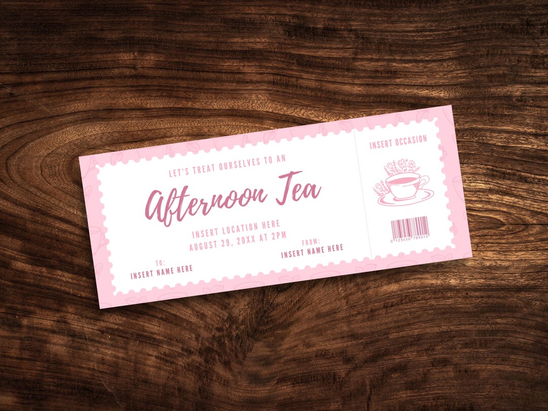 Editable Afternoon Tea Ticket Template, Custom Afternoon Tea Party ...