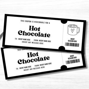 Editable Hot Chocolate Coupon, Custom Hot Cocoa Date Gift Certificate ...
