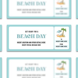 Editable Beach Day Ticket Template, Printable Beach Day Coupon ...