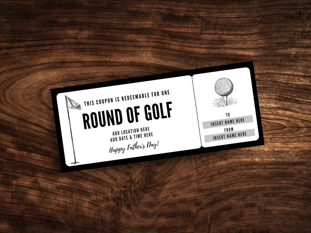 Editable Round of Golf Gift Certificate, Custom Round of Golf Father's ...