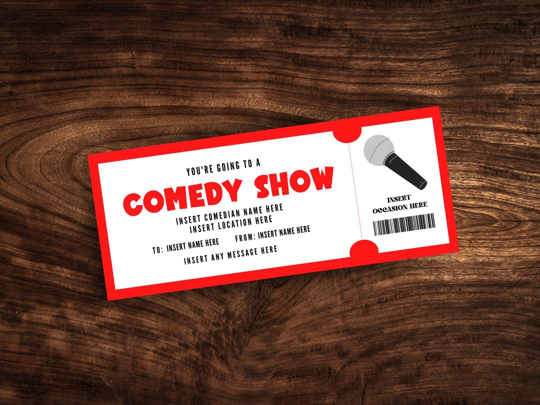 Custom Comedy Show Ticket Template, Printable Comedy Event Coupon ...