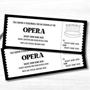Custom Opera Ticket Template, Printable Opera Show Ticket Coupon ...