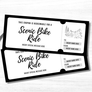 Editable Scenic Bike Ride Coupon Template, Custom Bicycle Ride Voucher ...