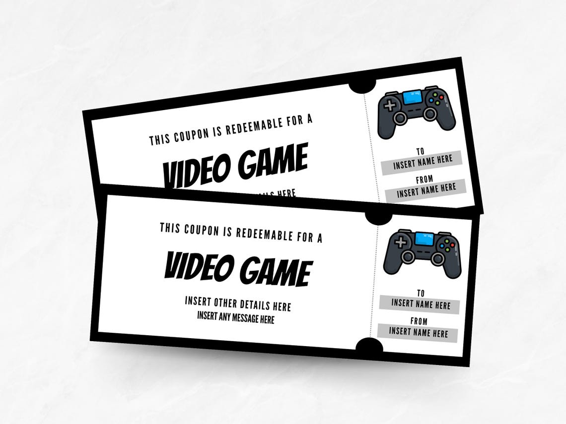 Custom Video Game Coupon Template, Editable Gamer Gift Certificate ...