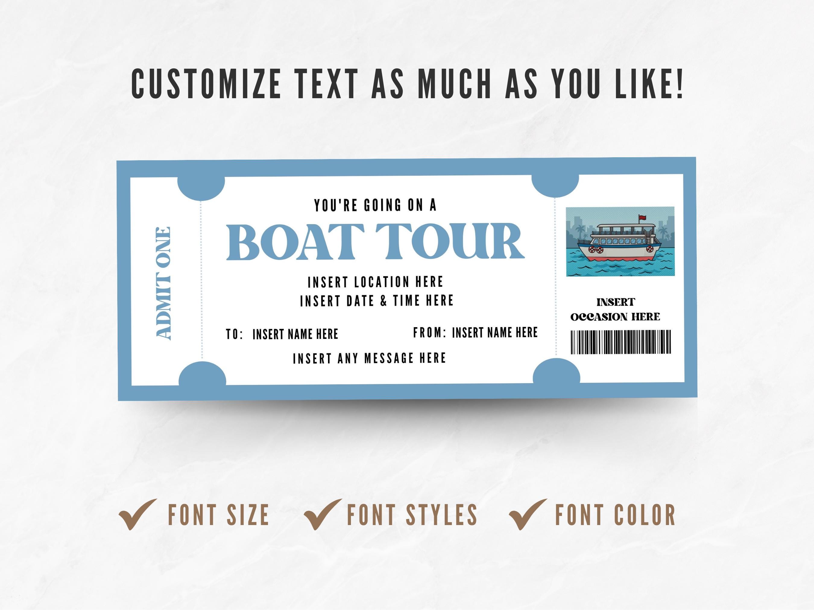 Editable Boat Tour Ticket Template, Printable River Boat Tour Boarding ...
