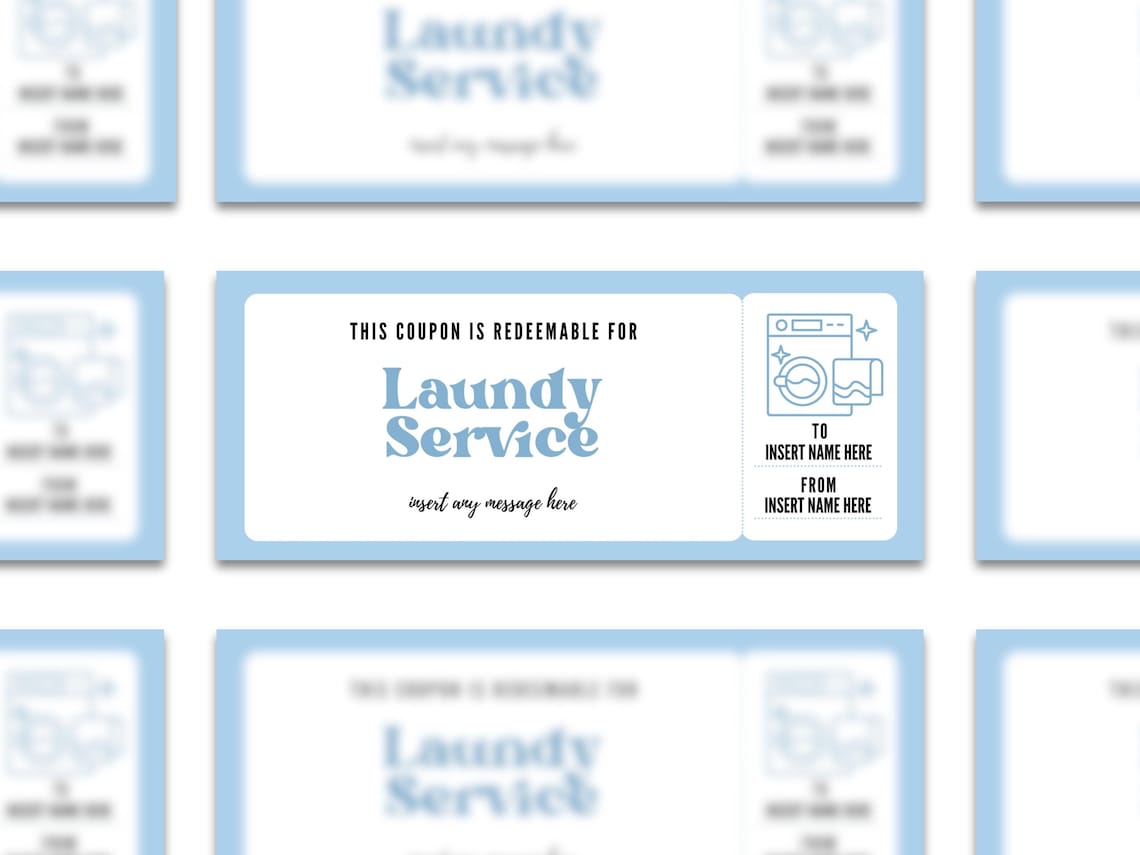Editable Laundry Service Coupon, Custom Laundry Cleaning Service Gift ...