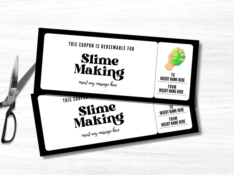 Custom DIY Slime Making Ticket Template, Editable DIY Slime Coupon ...