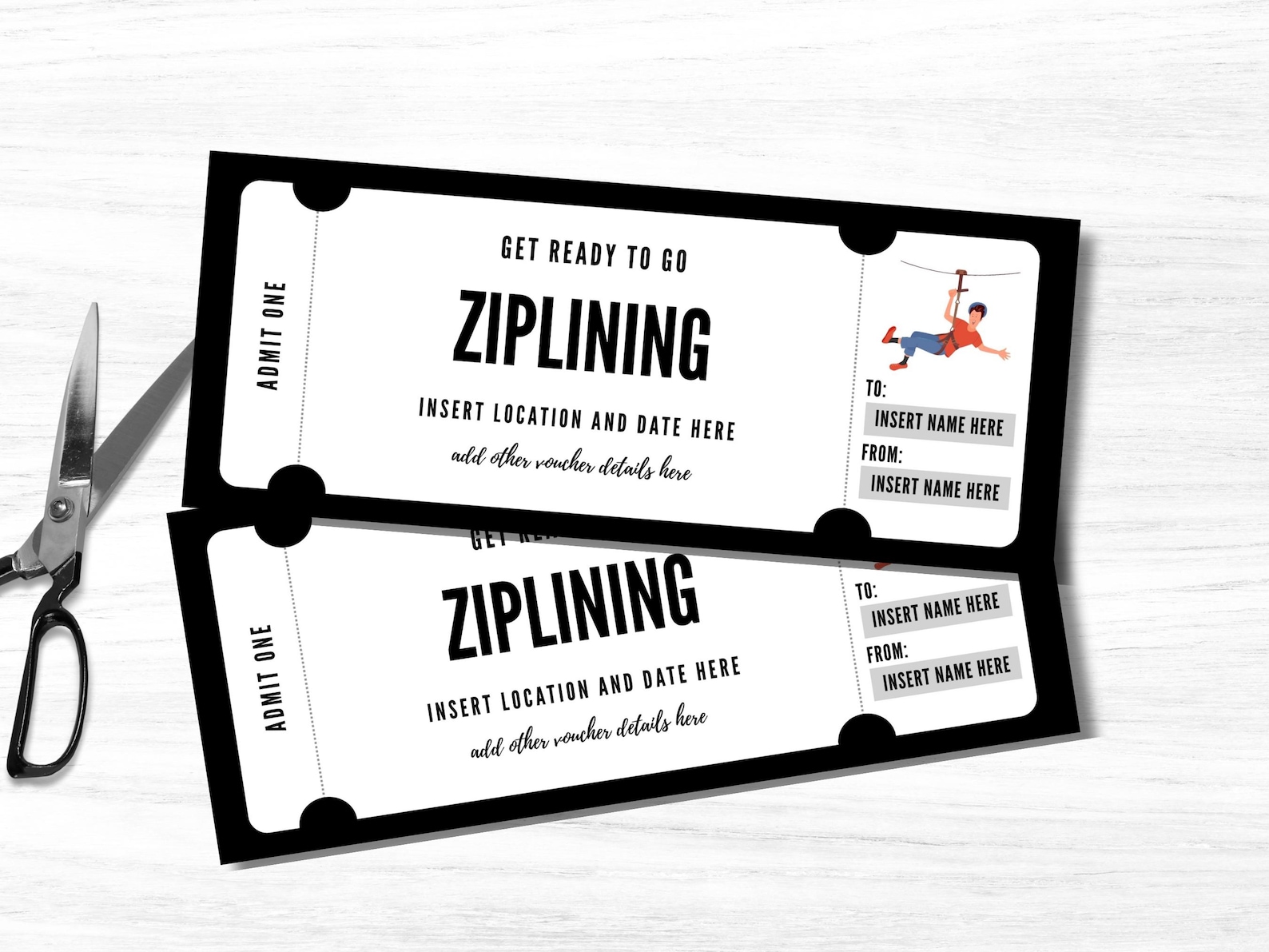 Editable Ziplining Adventure Coupon, Custom Zip Line Tour Ticket ...