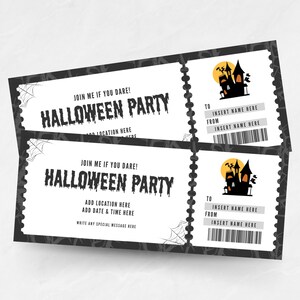 Editable Halloween Party Coupon, Custom Spooky Party Ticket Template ...